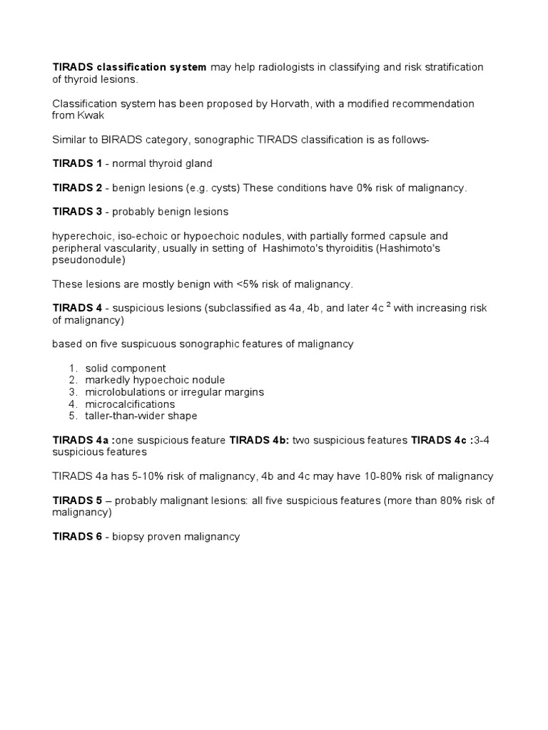 TIRADS Classification | PDF | Thyroid | Glands