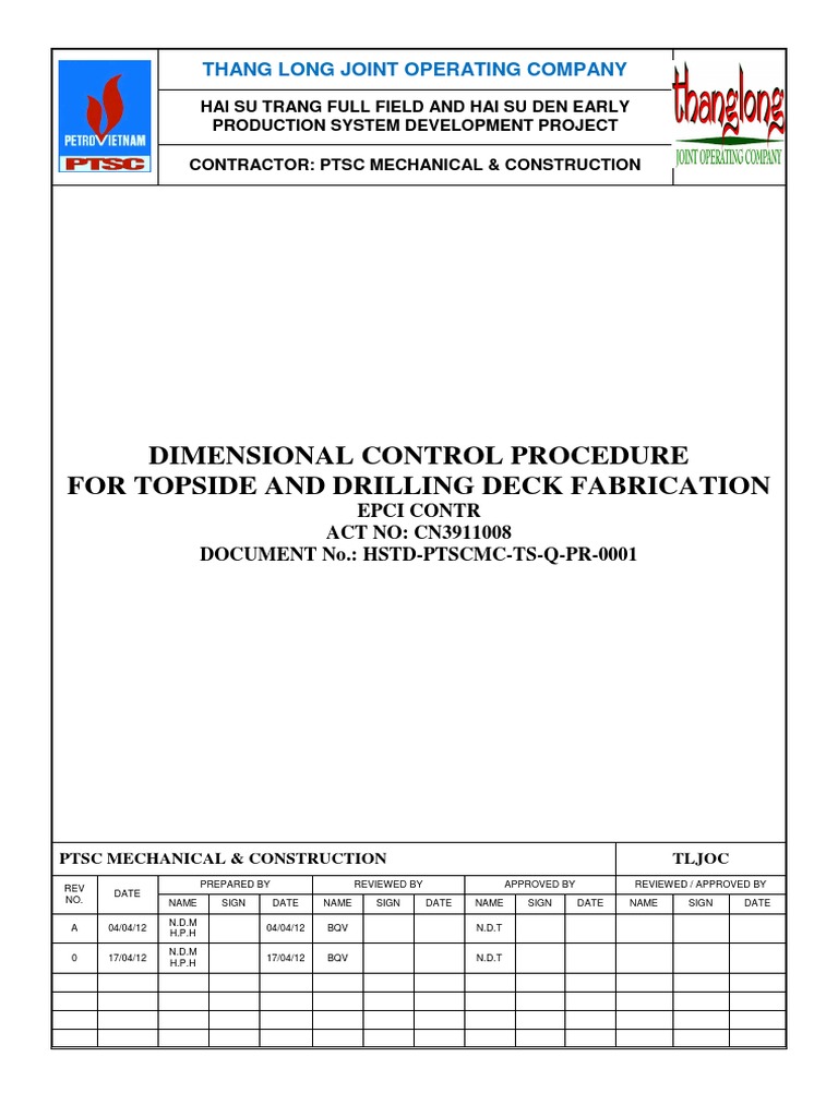 HSTD-PTSCMC-TS-Q-PR-0001 Dimension Control Procedure For TOPSIDE ...