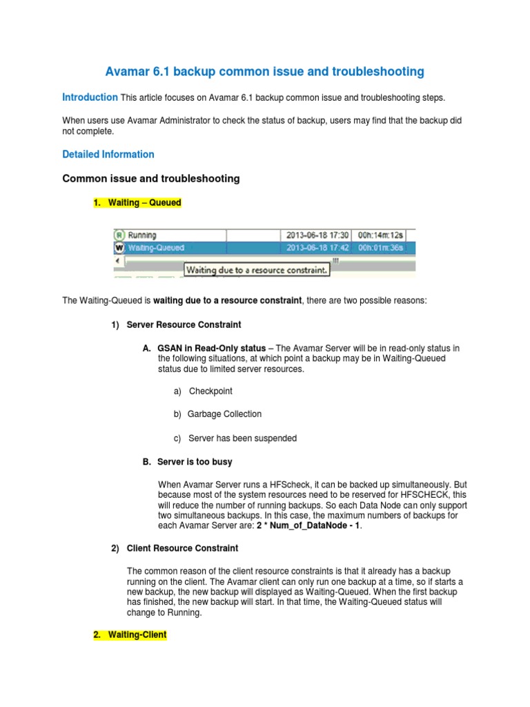 Avamar Common Issue | PDF | Virtual Machine | Server (Computing)