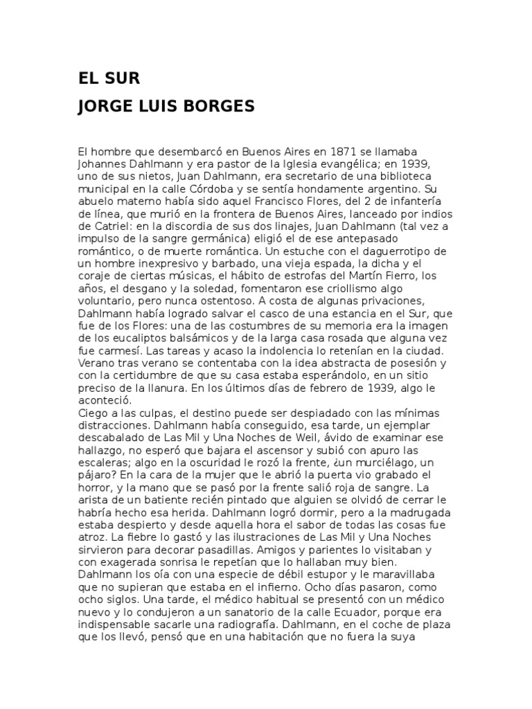 Jorge Luis Borges - El Sur | PDF | Naturaleza