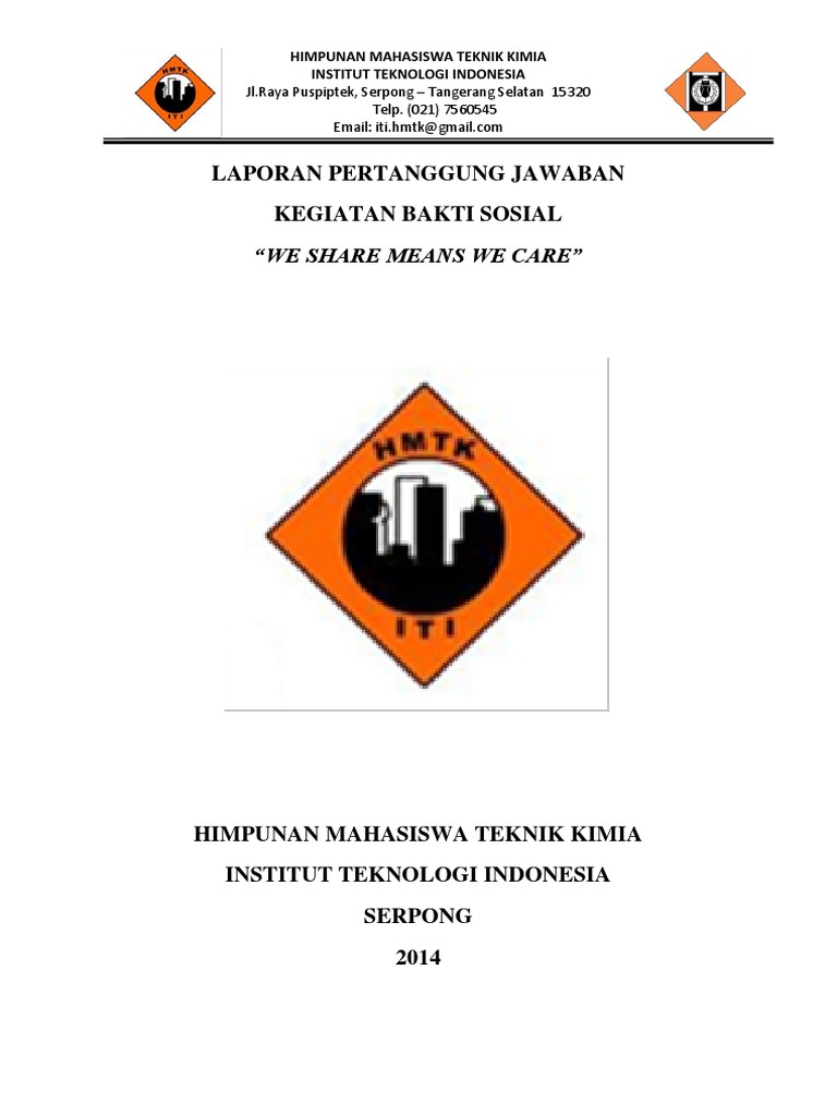 LPJ Baksos Himpunan Mahasiswa Teknik Kimia ITI | PDF