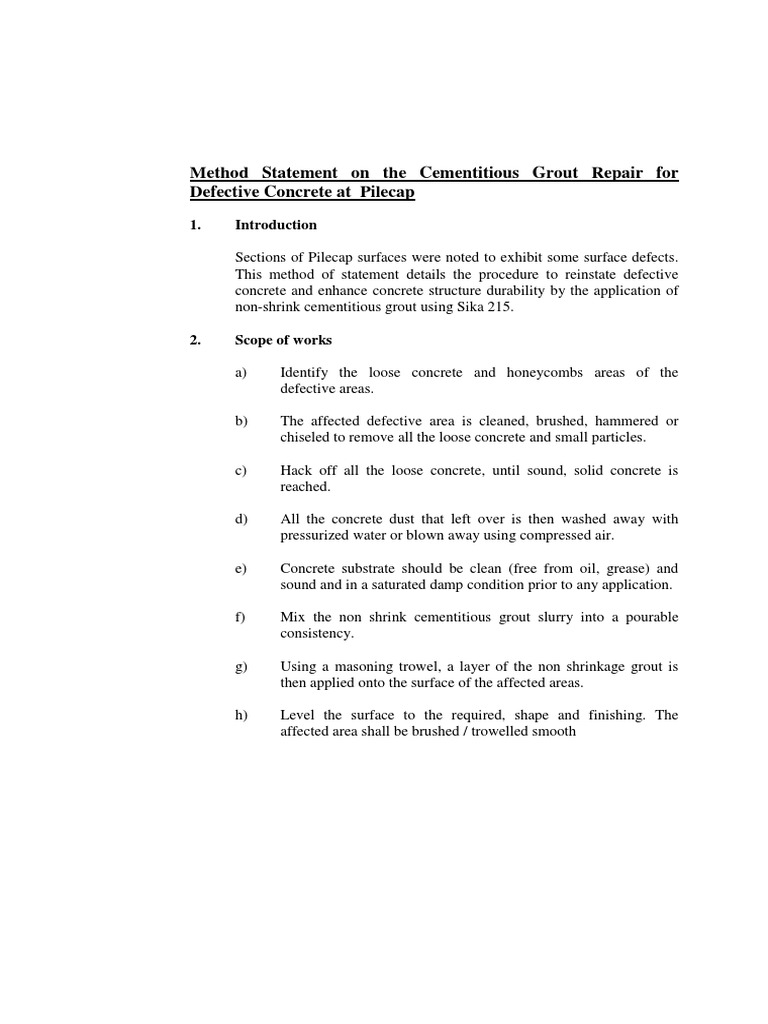 Cement Grout Repair Guide | PDF