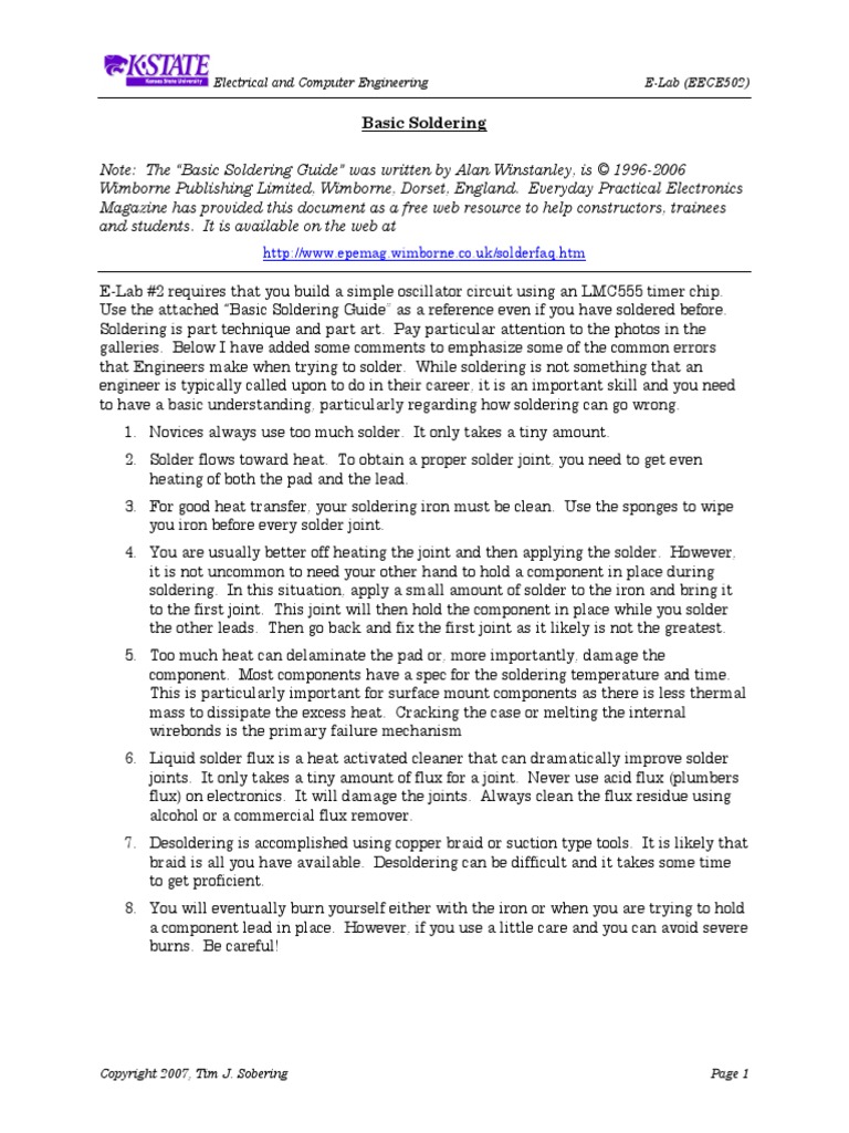 Basic Soldering Pdf Pdf Soldering Building Engineering