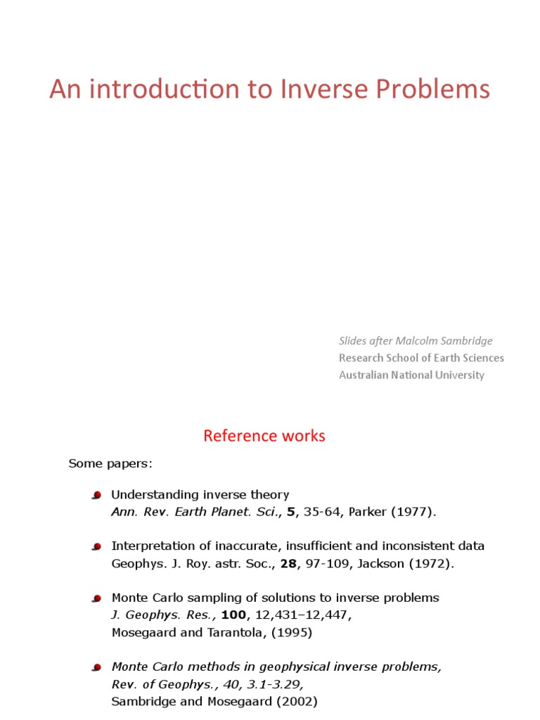 An Introduction To Inverse Problems | PDF | Inverse Problem | Physical ...