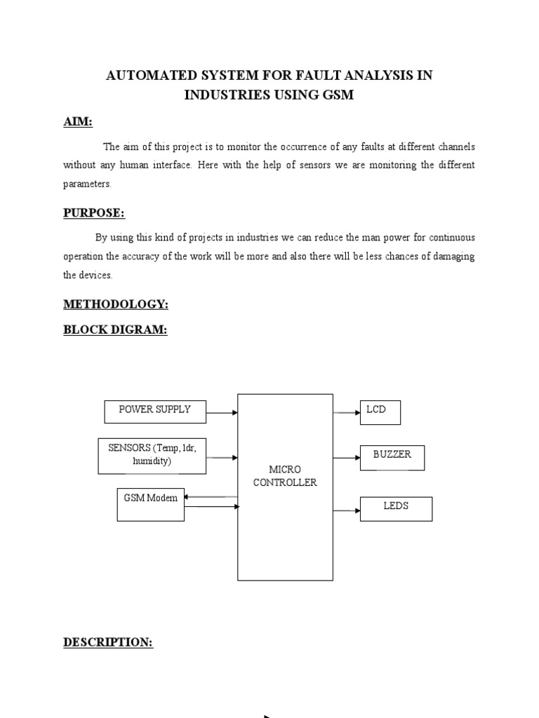 Automated System For Fault Analysis in Industries Using GSM | PDF ...