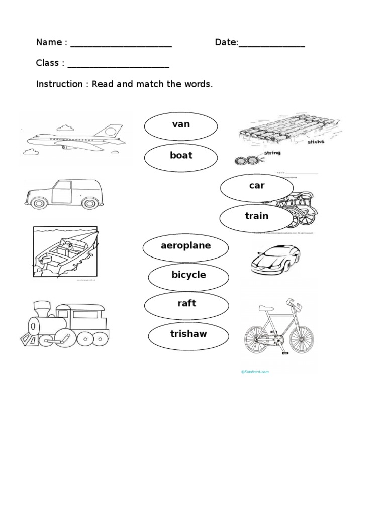 Name: - Date: - Class: - Instruction: Read and Match The Words | PDF ...