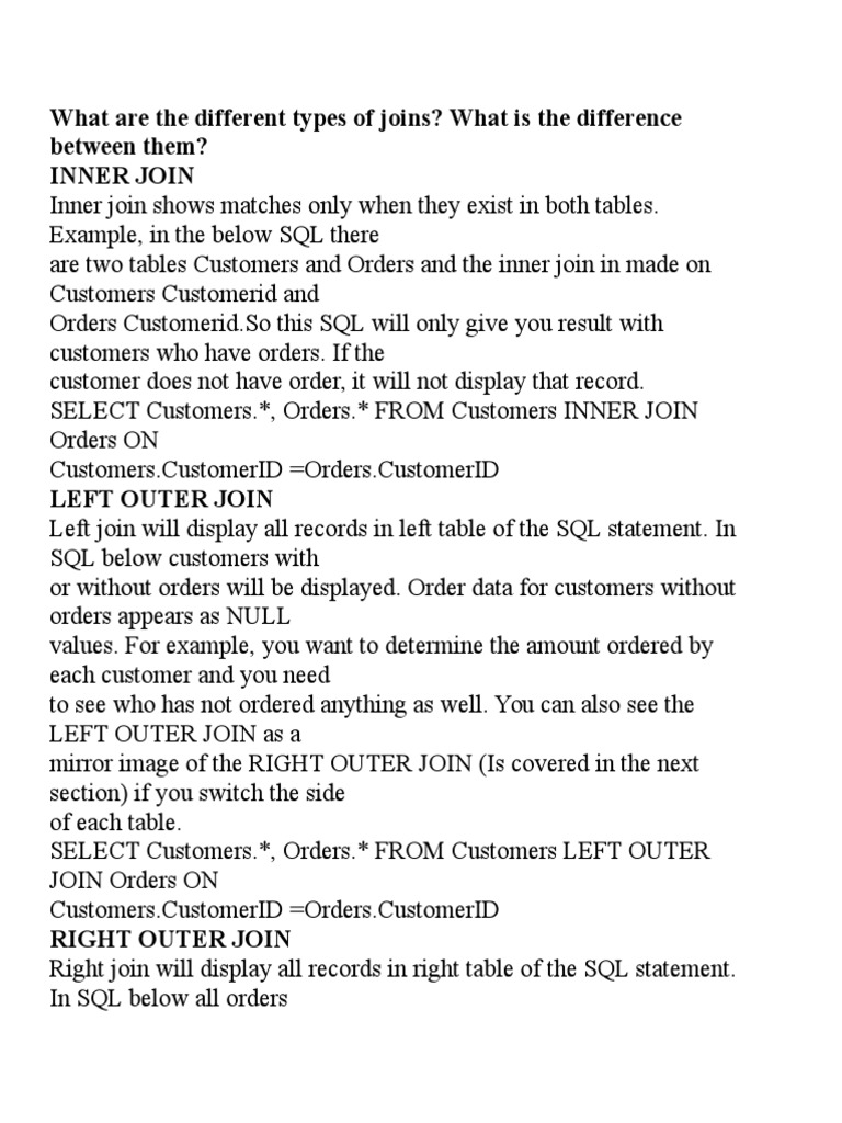 What Are The Different Types of Joins? What Is The Difference Between ...