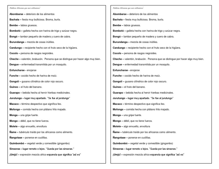 30 Palabras Africanas y su Significado | PDF