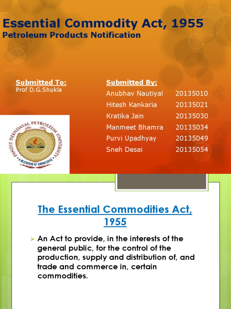 Essential Commodity Act, 1955 | Liquefied Petroleum Gas | Hydrocarbons