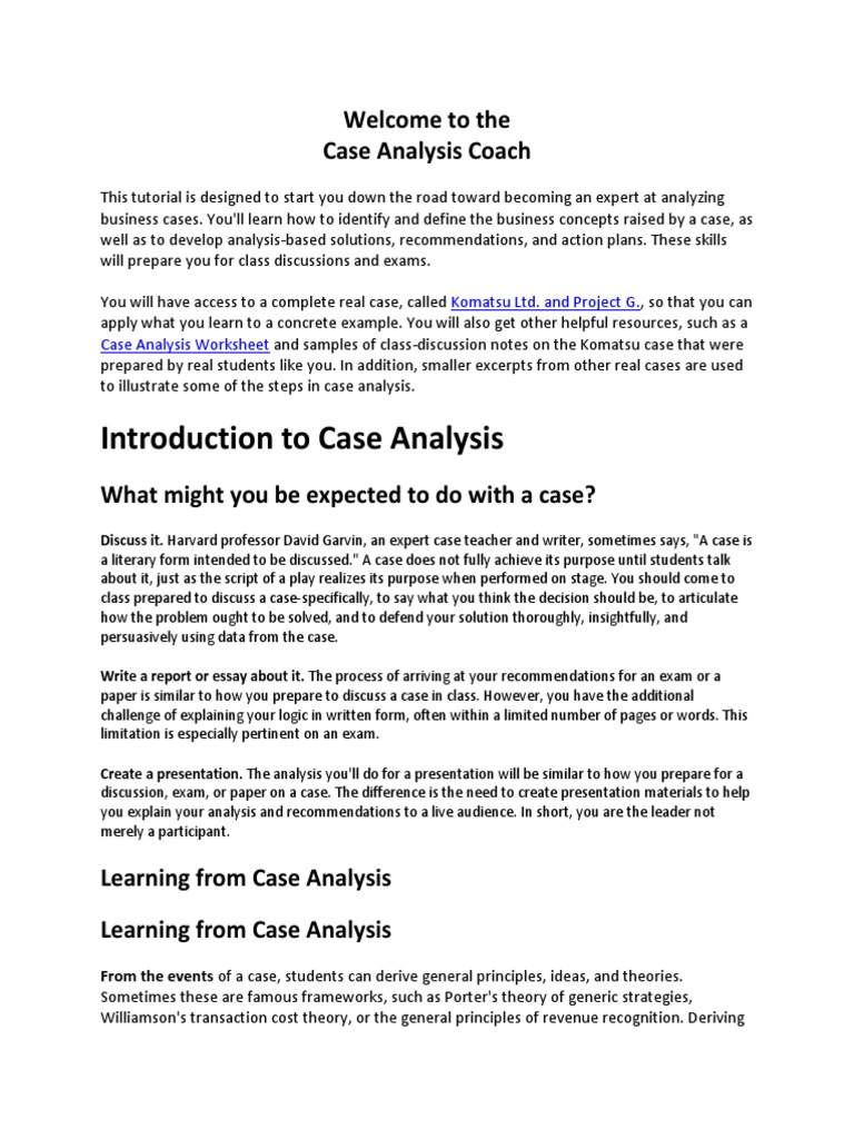 Case Analysis Coach Tutorial | PDF | Qualitative Research | Analysis