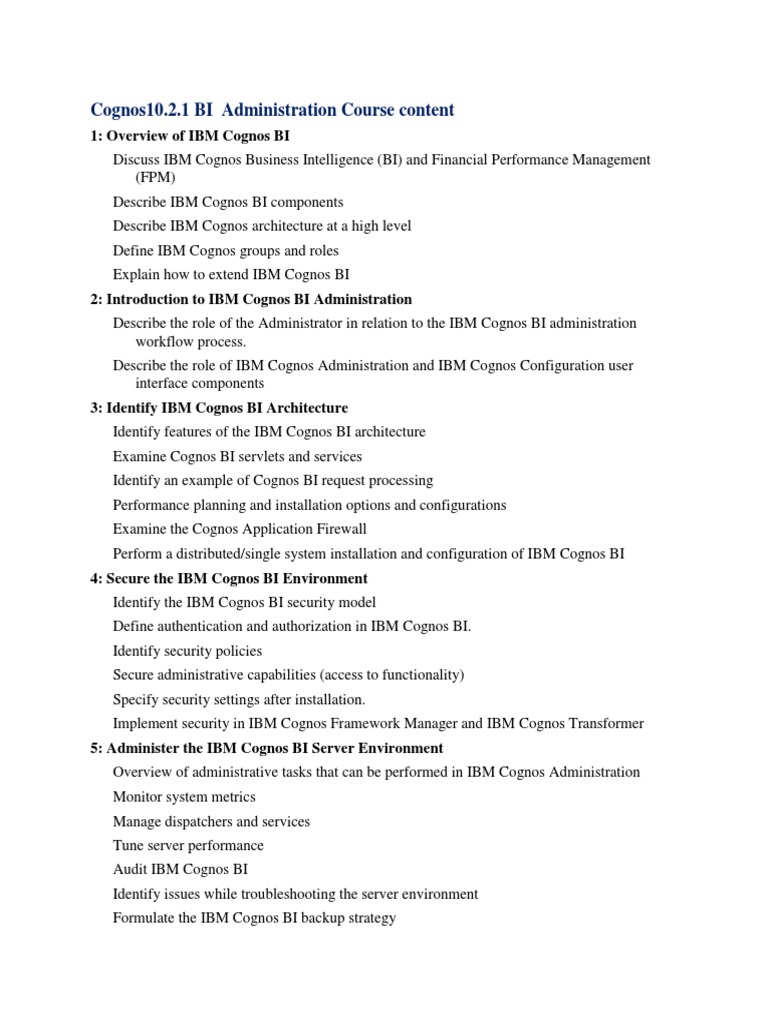 CognosAdmin and Powerplay Transformer Coursecontent | PDF | Business ...