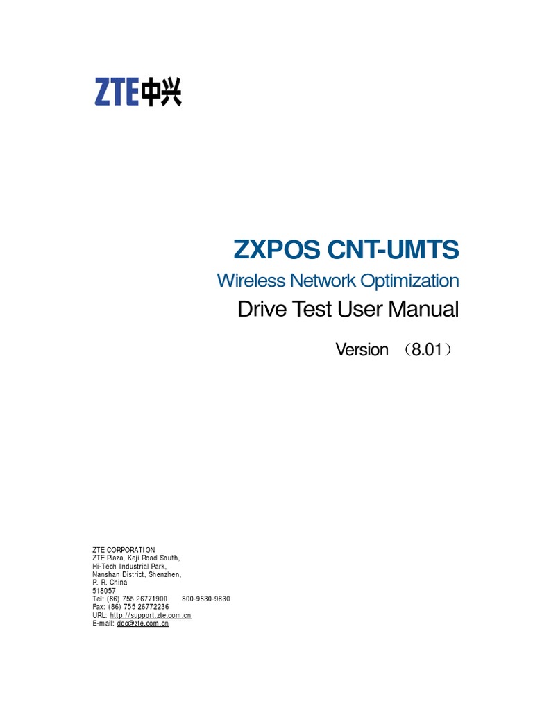 ZXPOS CNT-UMTS V8.01 UMTS Wireless Network Optimization Drive Test ...