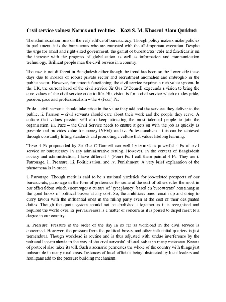 Civil Service Values | PDF | Civil Service | Bureaucracy