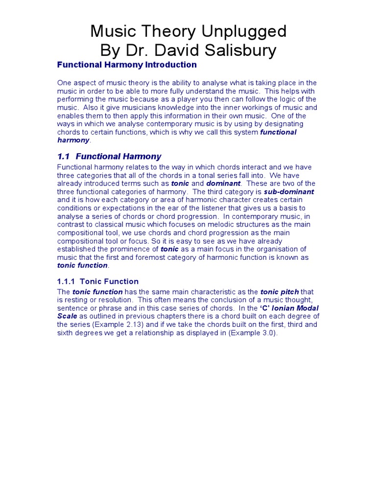 Music Theory Unplugged Functional Harmony Pdf Pdf