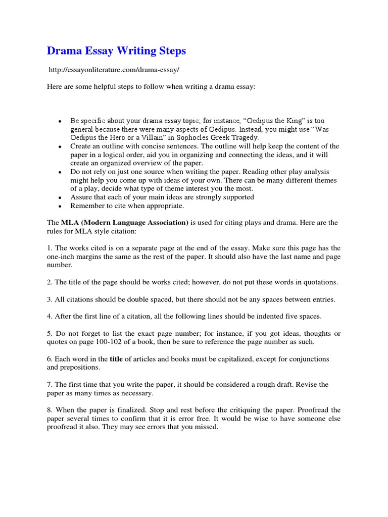 Steps for Writing a Drama Essay | PDF | Essays | Citation
