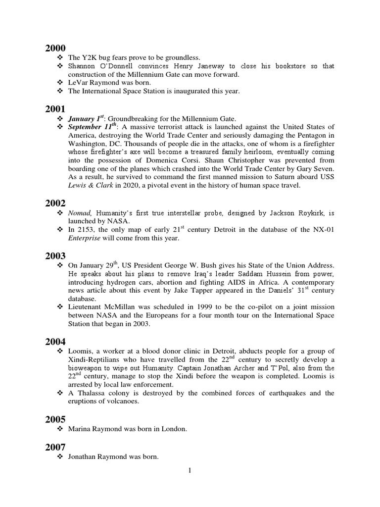 Star Trek Chronology | PDF | Jonathan Archer | Space Opera