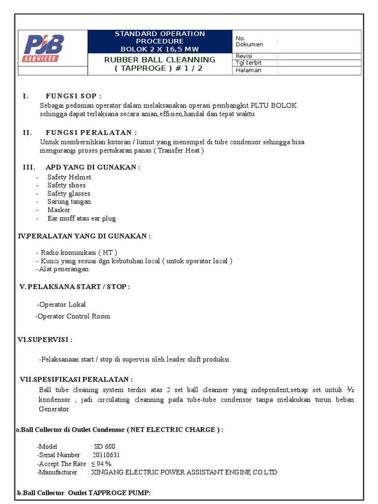 Pengoperasian Ball Cleanning (Tapproge) | PDF