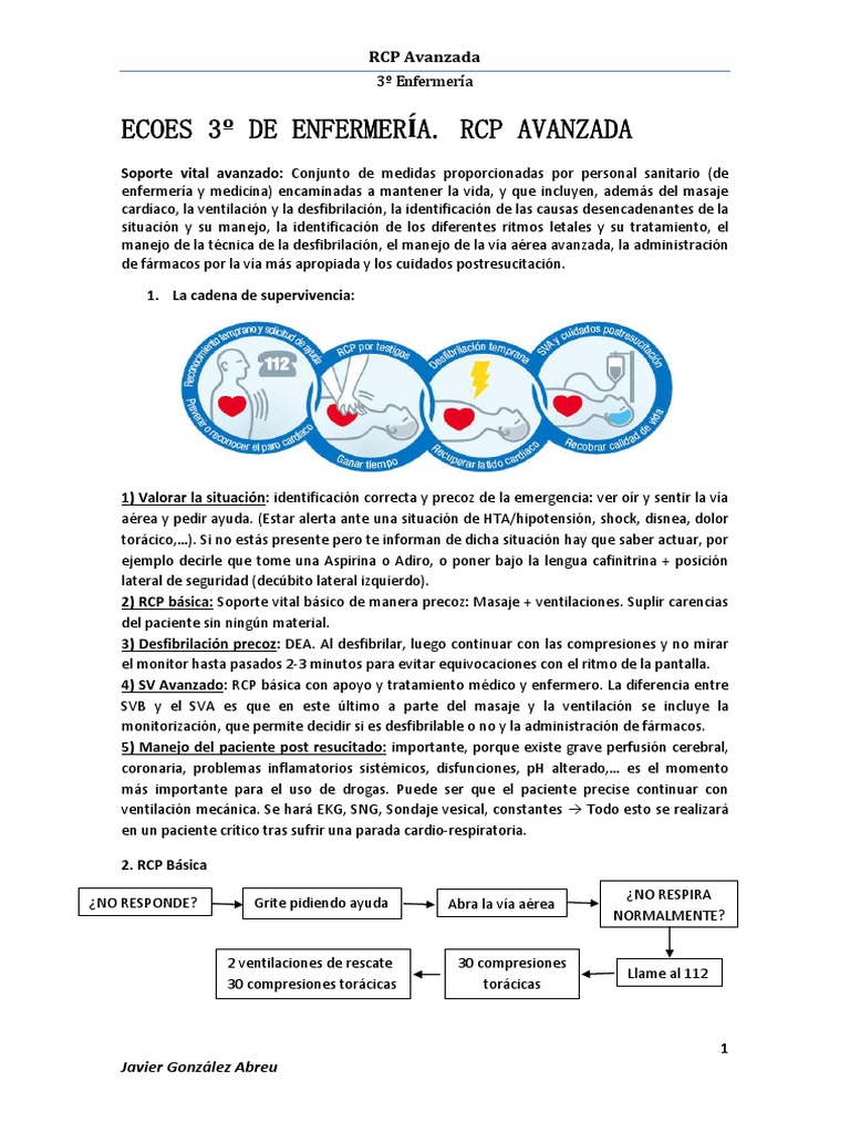 Trabajo Sobre RCP Avanzada | PDF | Reanimación cardiopulmonar ...