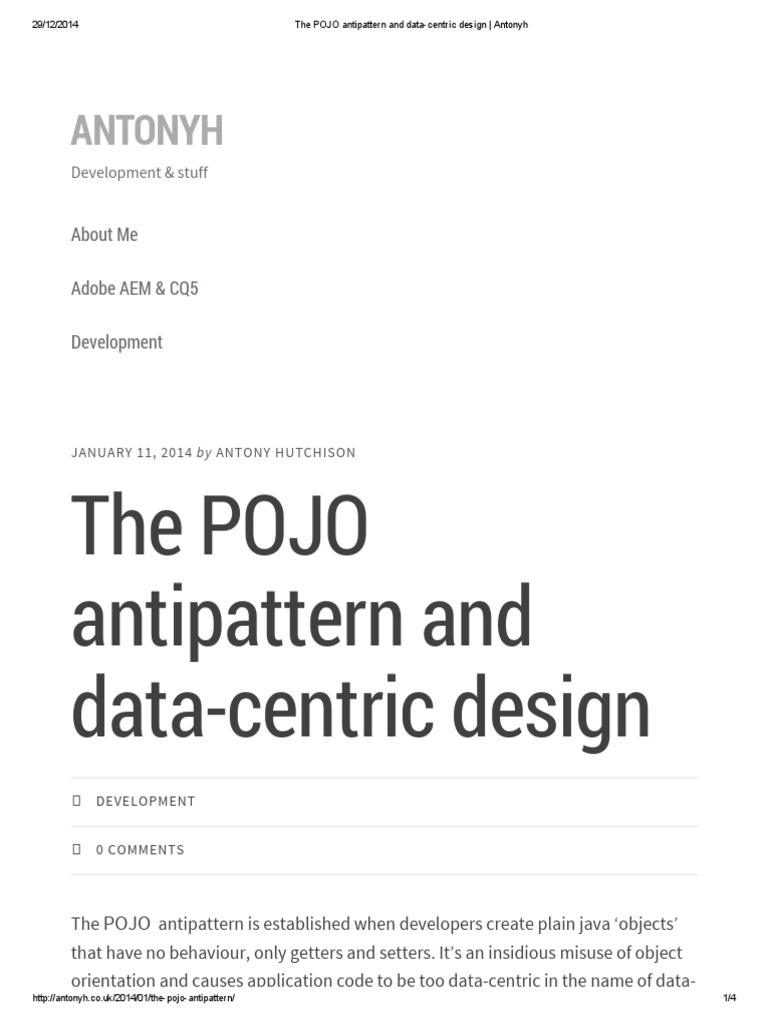 The POJO Antipattern and Data-Centric Design - Antonyh | PDF ...
