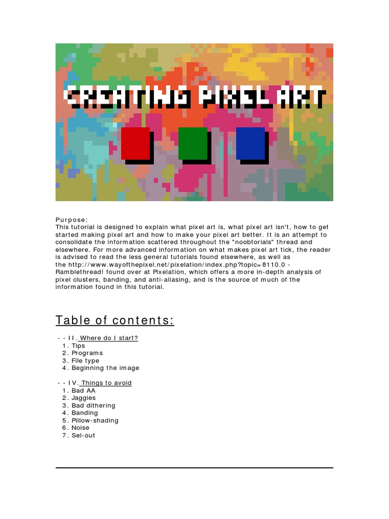 Pixel Art Guide: Tips & Techniques | PDF | Color | Pixel