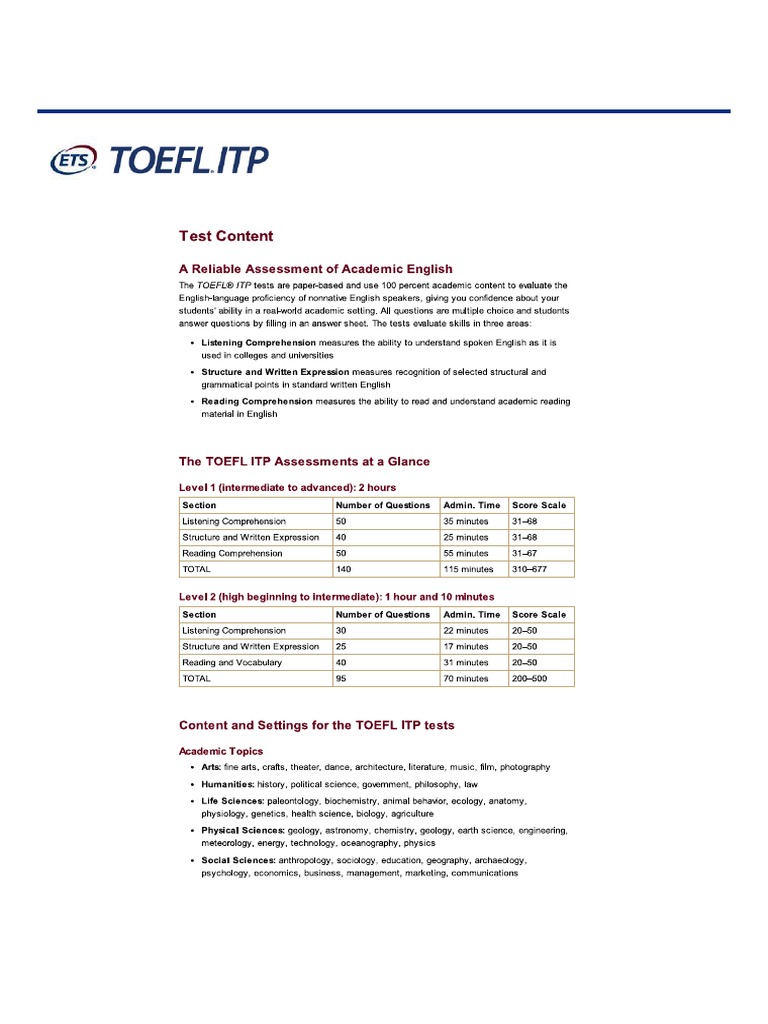 Toefl Itp | PDF