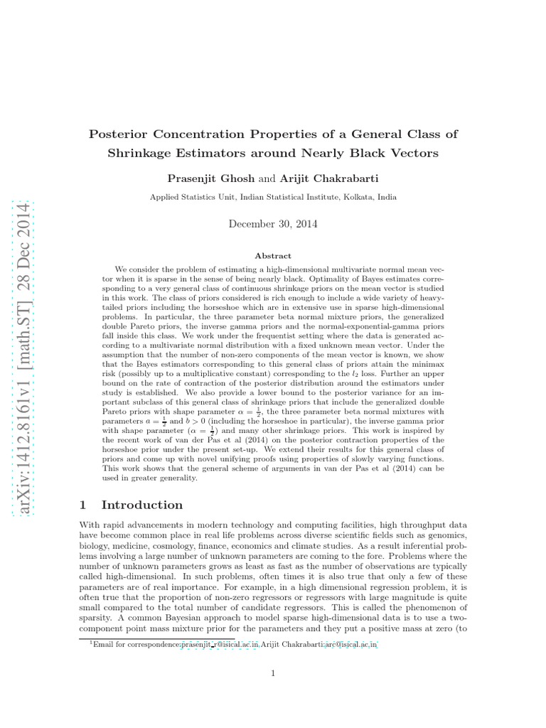 Robust Shrinkage Prior Estimation Pdf Estimator Bayesian Inference