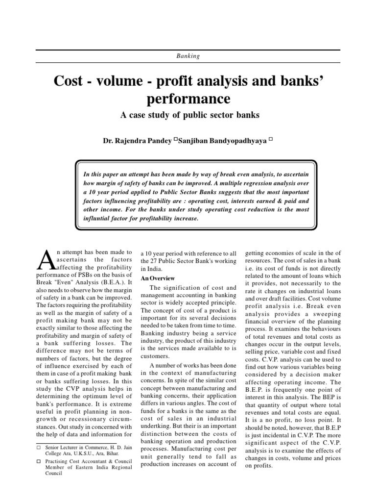 CVP Analysis in Banking | PDF