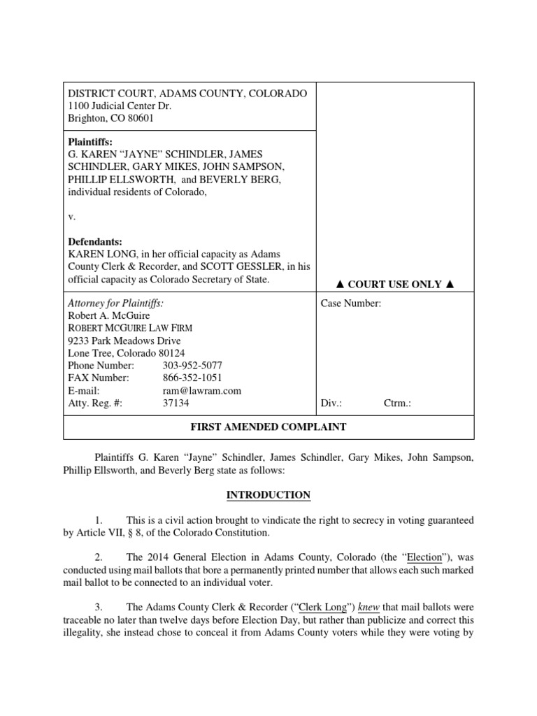 20141226, FINAL - ADAMS First Amended Complaint | PDF | Search And ...