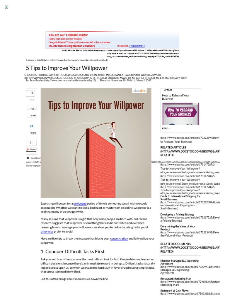 5 Tips To Improve Your Willpower PDF | PDF | Self Control | Self-Management