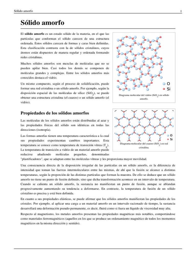 Solido amorfo.pdf | Sólido amorfo | Polímeros