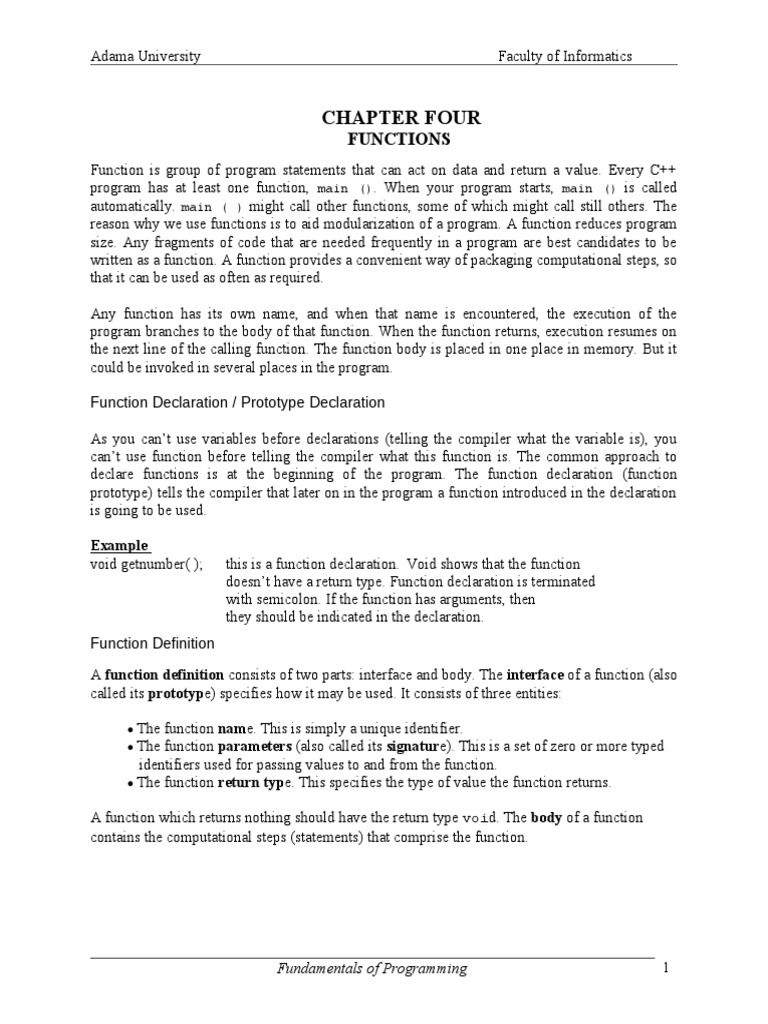 C 4 Function Pdf Parameter Computer Programming Subroutine