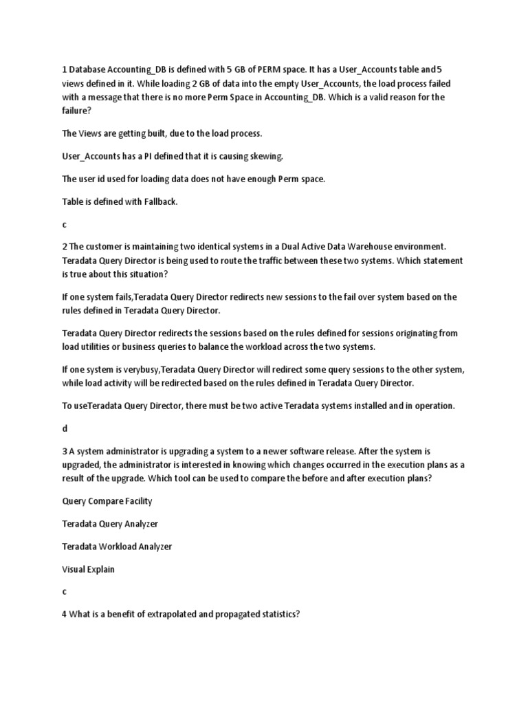 TeraData DBA | PDF | Database Transaction | Databases