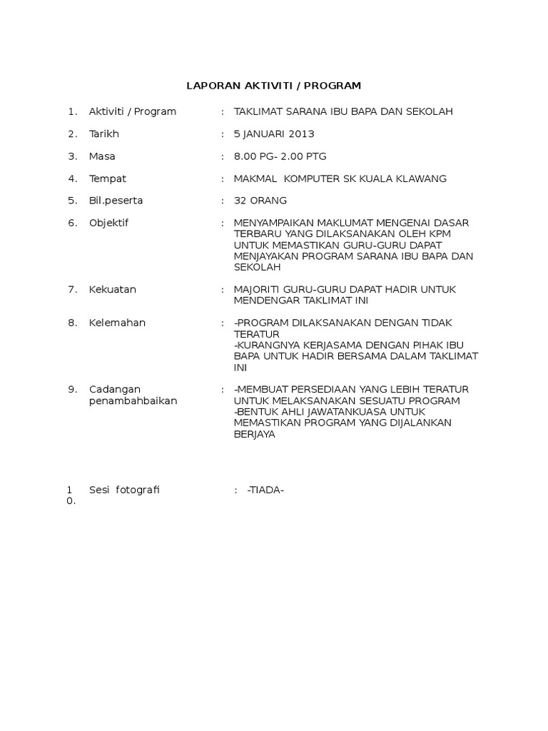 Format Laporan Program | PDF