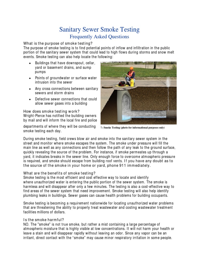 Sanitary Sewer Smoke Testing FAQs | PDF | Sanitary Sewer | Storm Drain