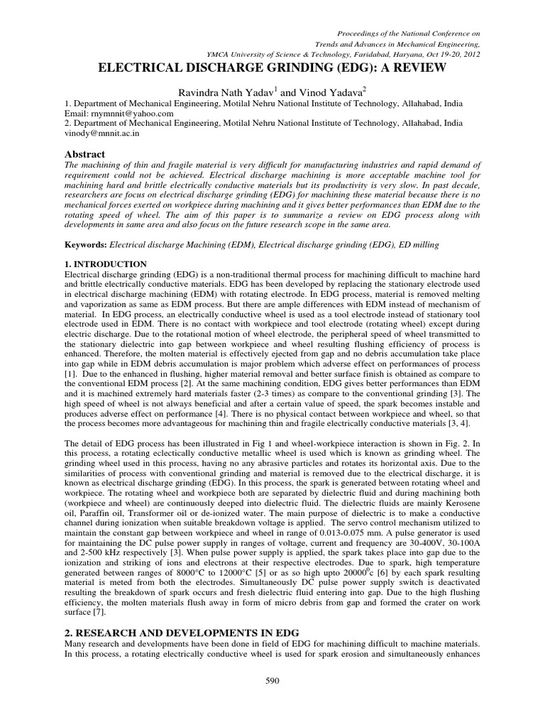 Review On Edg PDF | PDF | Grinding (Abrasive Cutting) | Machining