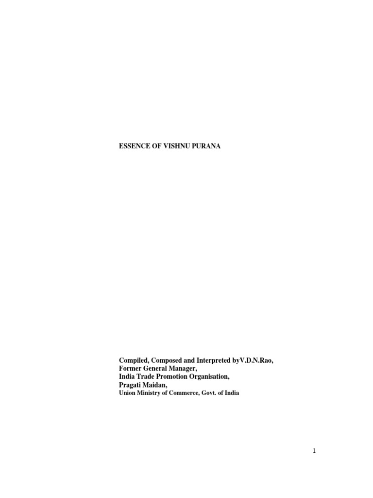 Essence of Vishnu Purana | PDF | Vishnu | Asian Mythology