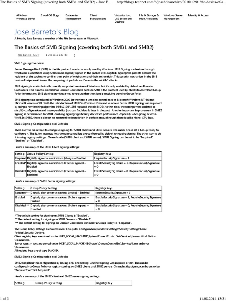 Configuring Digital Signing for SMB Traffic to Enhance Security and ...