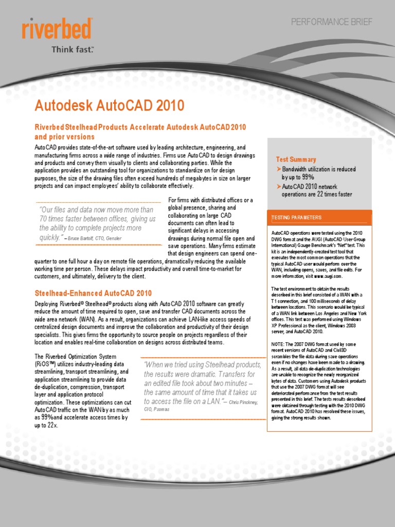 PerformanceBrief Riverbed AutoCAD | PDF | Auto Cad | Transmission Control Protocol