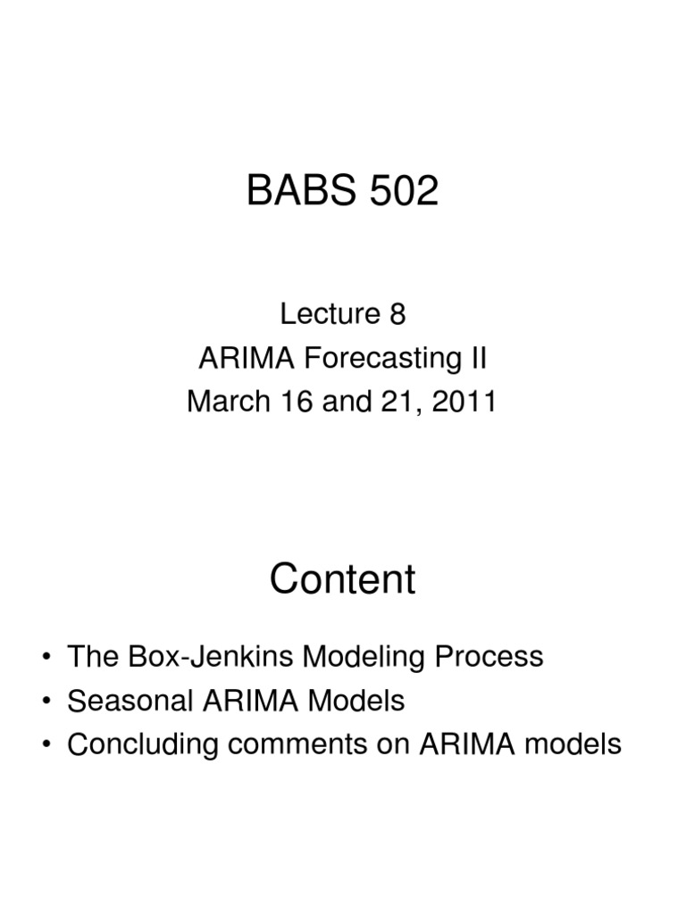 Arima Model | PDF | Autoregressive Integrated Moving Average ...