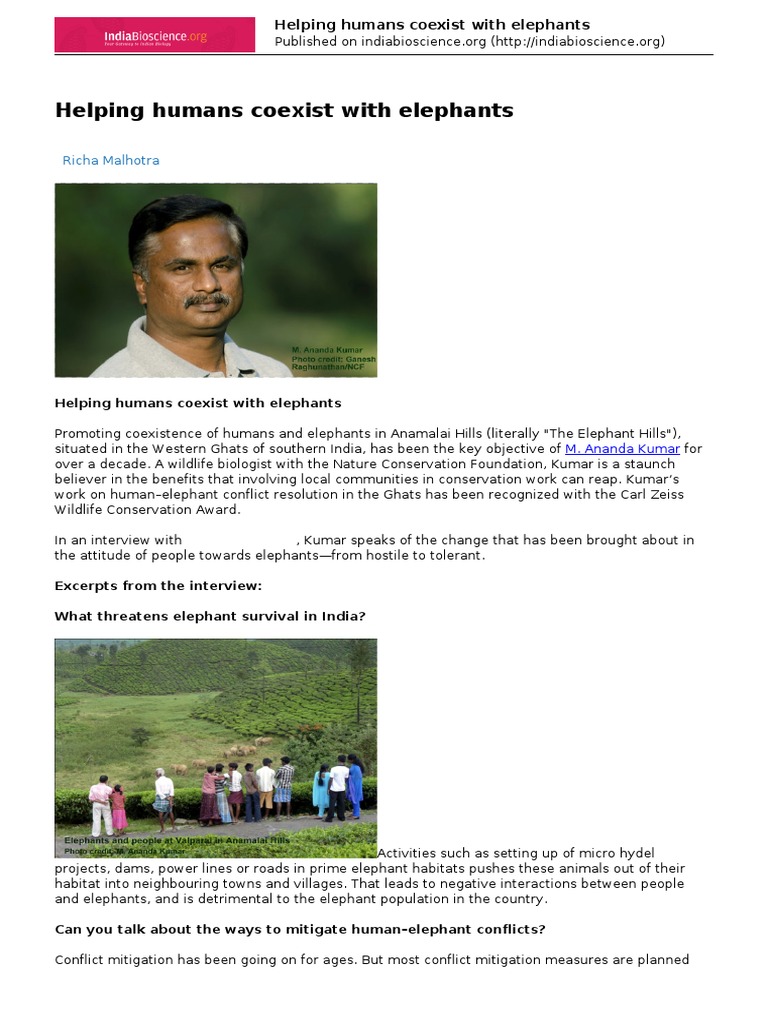 Helping Humans Coexist With Elephants | PDF | Elephant | Climate Change ...