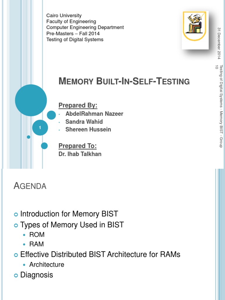 Memory Built in Self Testing | PDF | Digital Electronics | Random ...