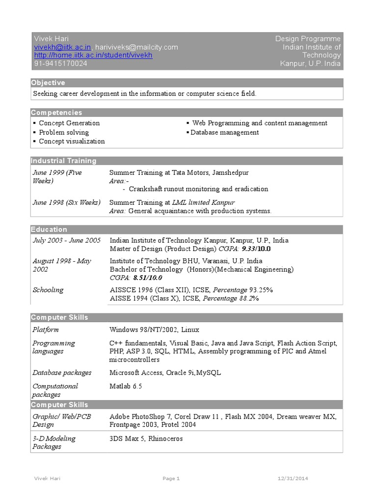 CV#4 Vivek Resume | PDF | Adobe Flash | Computing