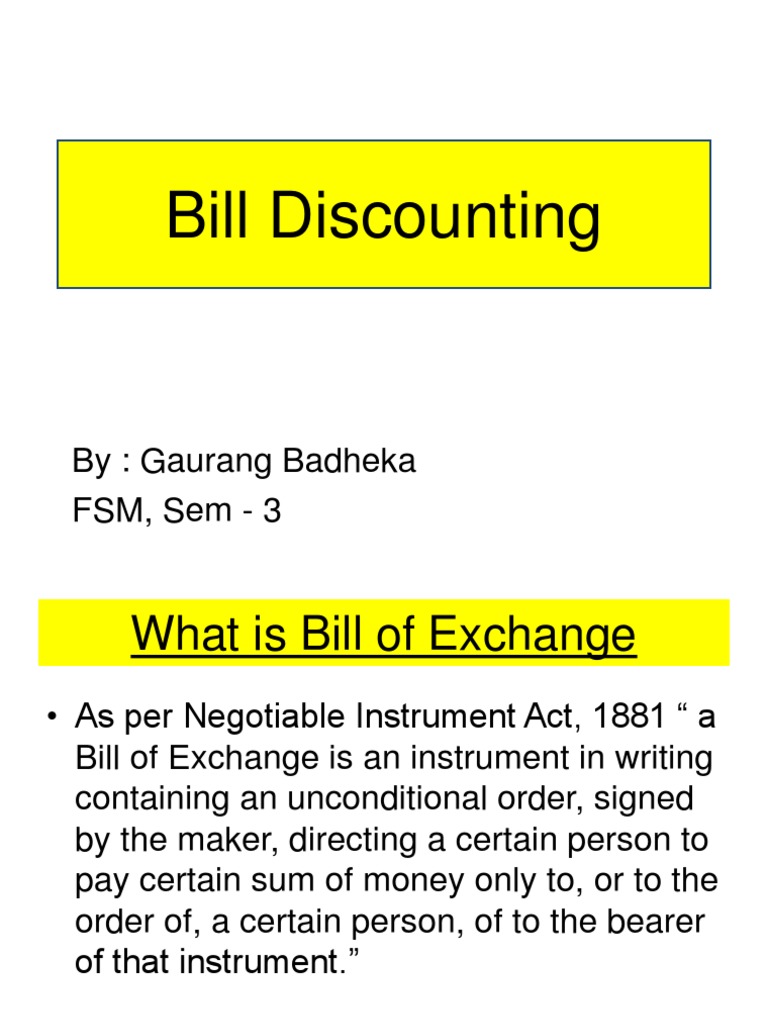 Bills Discounting PPT | Factoring (Finance) | Negotiable Instrument