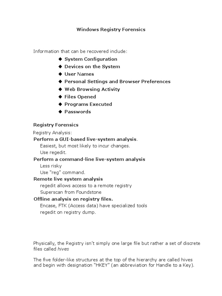 Windows Registry Forensics | PDF