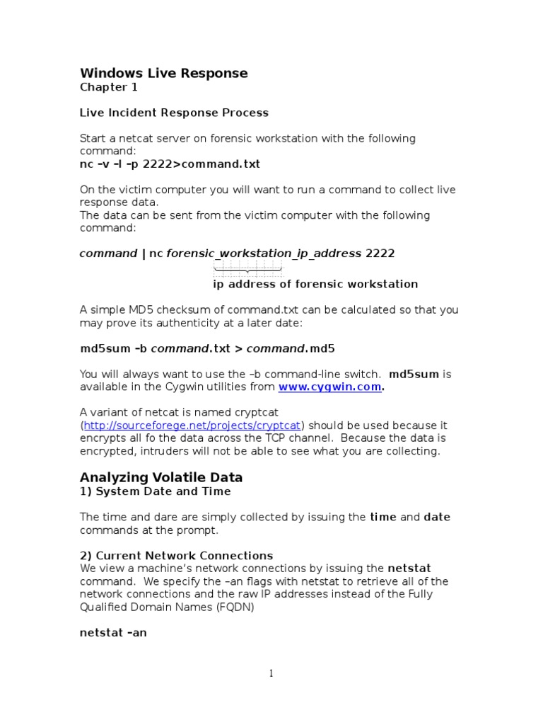 Windows Live Response | PDF | Command Line Interface | Information Technology Management