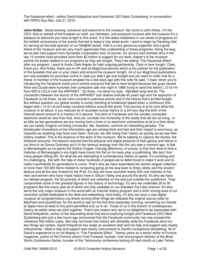 John Hollar: Good Evening, Everyone and Welcome To The Museum. My Name ...