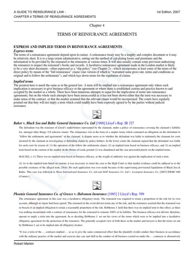 1. Terms of Reinsurance Agreements | Reinsurance | Contractual Term