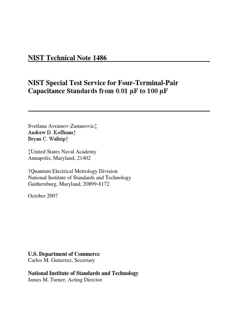 NIST Technical Note 1486: U.S. Department of Commerce | PDF ...