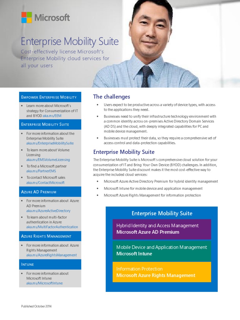 Enterprise Mobility Suite Datasheet | PDF | Office 365 | Cloud Computing