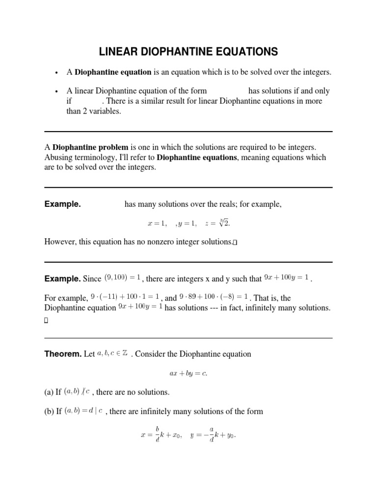 Linear Diophantine Equations | Logical Truth | Equations